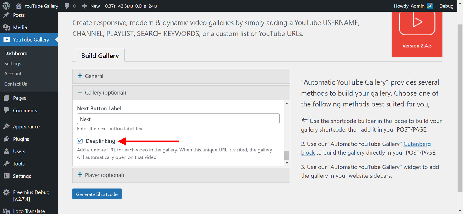 Deeplinking in Automatic YouTube Gallery • Plugins360